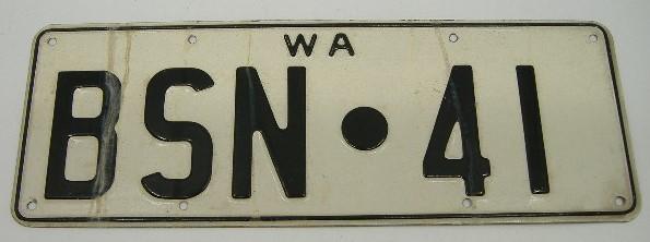 Vehicle Registration Plate BSN.41 | Collections WA