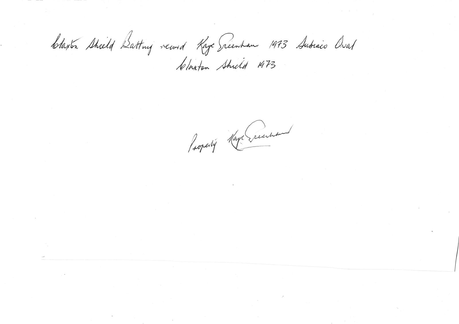 1973 Claxton Shield Series score sheet - Western Australia v. Victoria ...