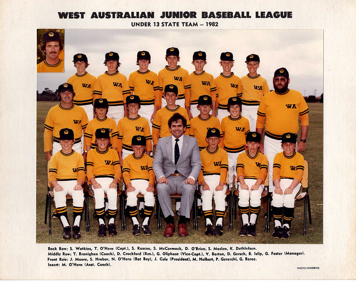 1982 Western Australian Under-13 State baseball team | Collections WA