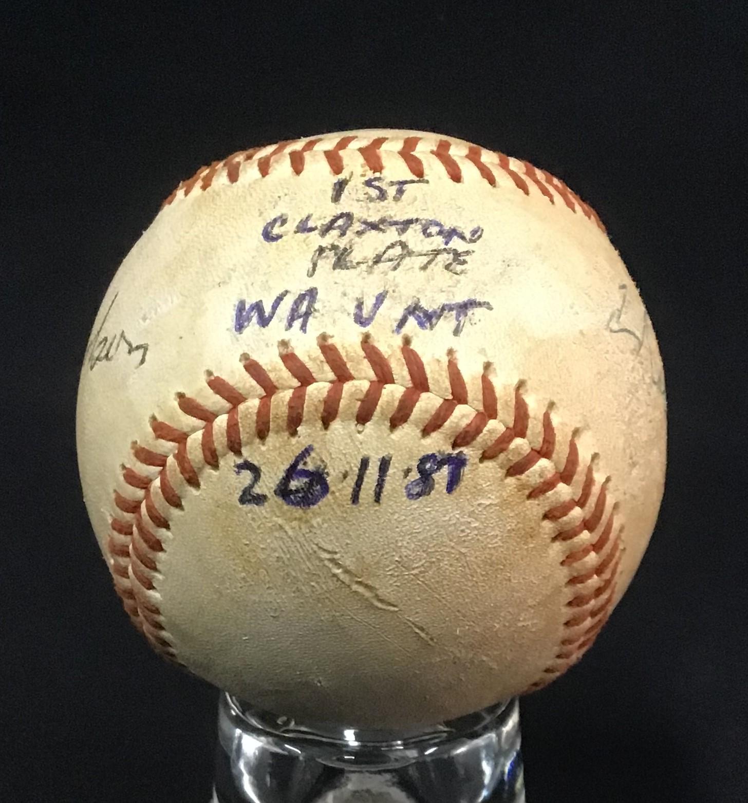 Baseball from plate umpire Ken Smith's first Claxton Shield Series ...