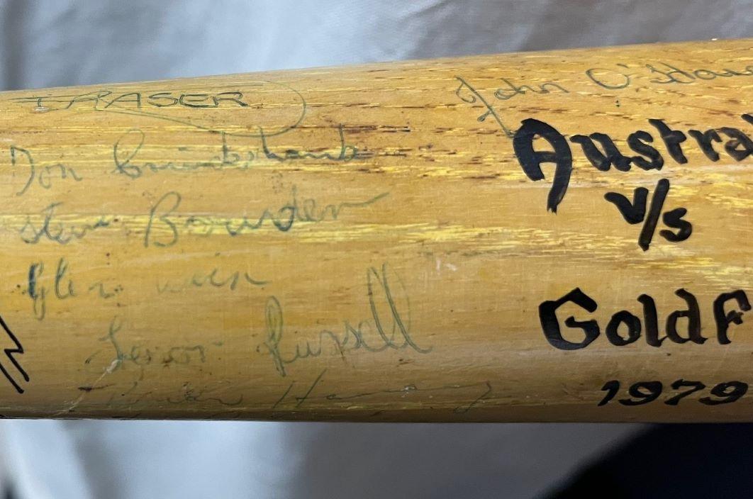 Signed baseball bat - Goldfields v. Australian Representatives 1979 ...