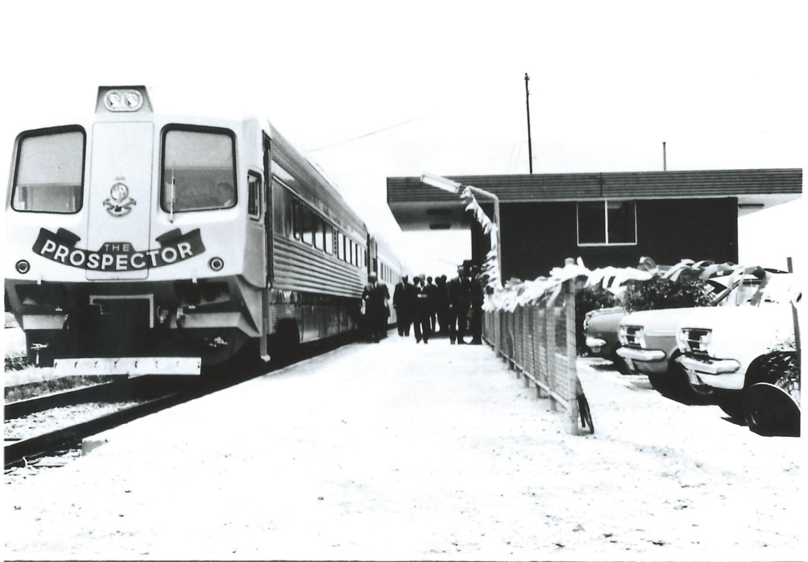 Black and White photograph. Kellerberrin standard guage rail station ...