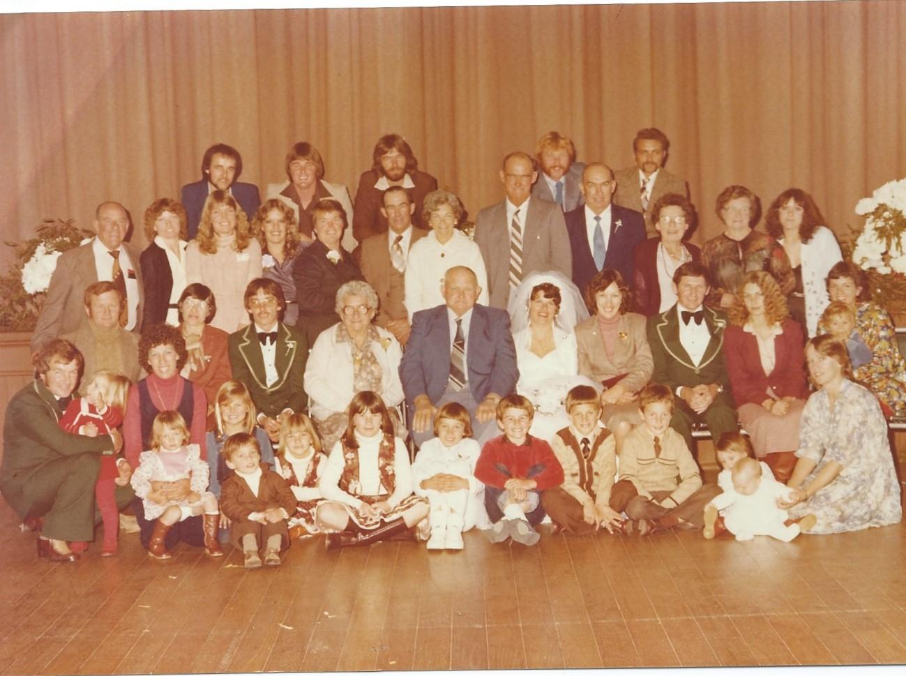 Colour photograph. Wedding of Davina Jones and Rodney Purdy. 2nd row ...