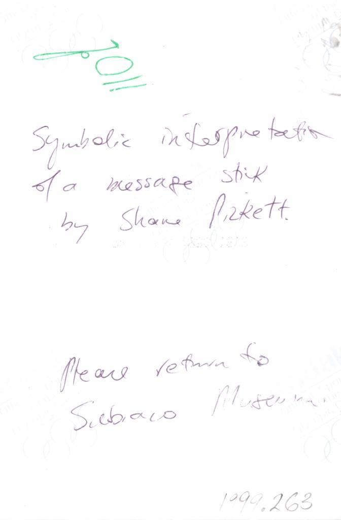 PHOTOGRAPH: MESSAGE STICK BY INDIGENOUS ARTIST SHANE PICKETT, DISPLAYED ...